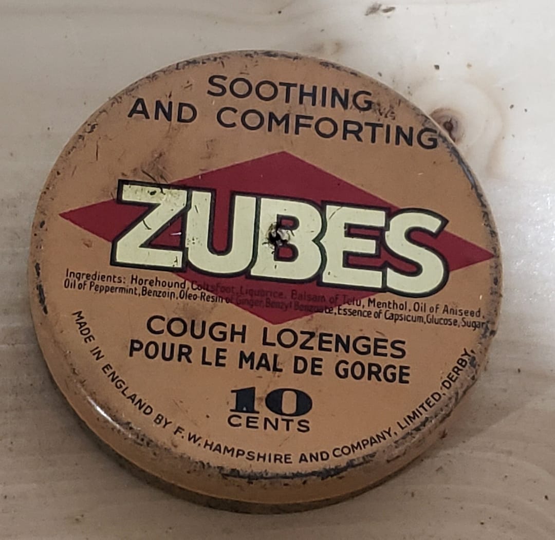 Vintage Advertising ZUBES Cough Lozenges Tin, Empty, 10 CENTS Packaging ...