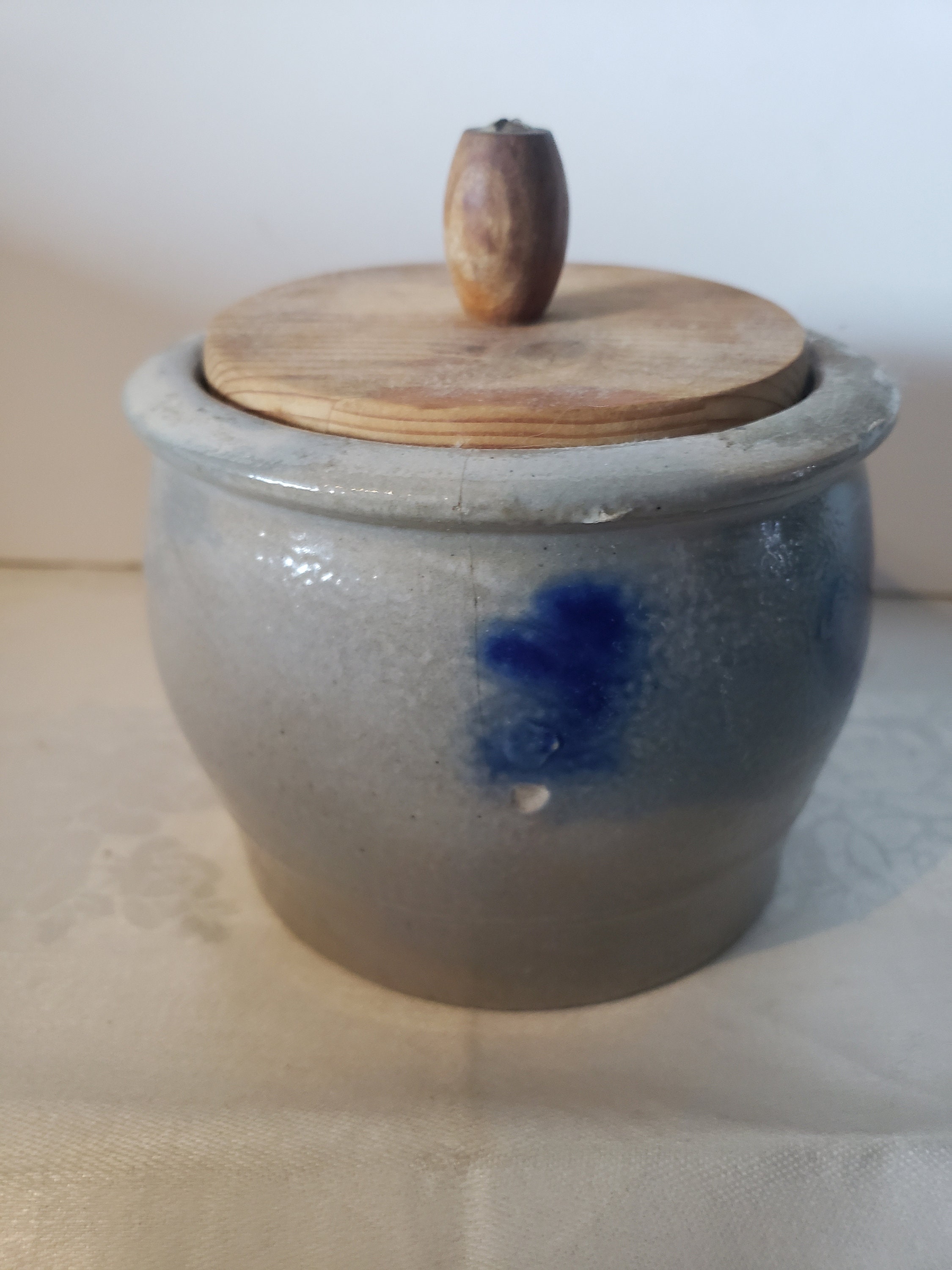 Salt Glazed Blue Design Crock, Farm House Décor, Kitchen Crock, Kitchen ...