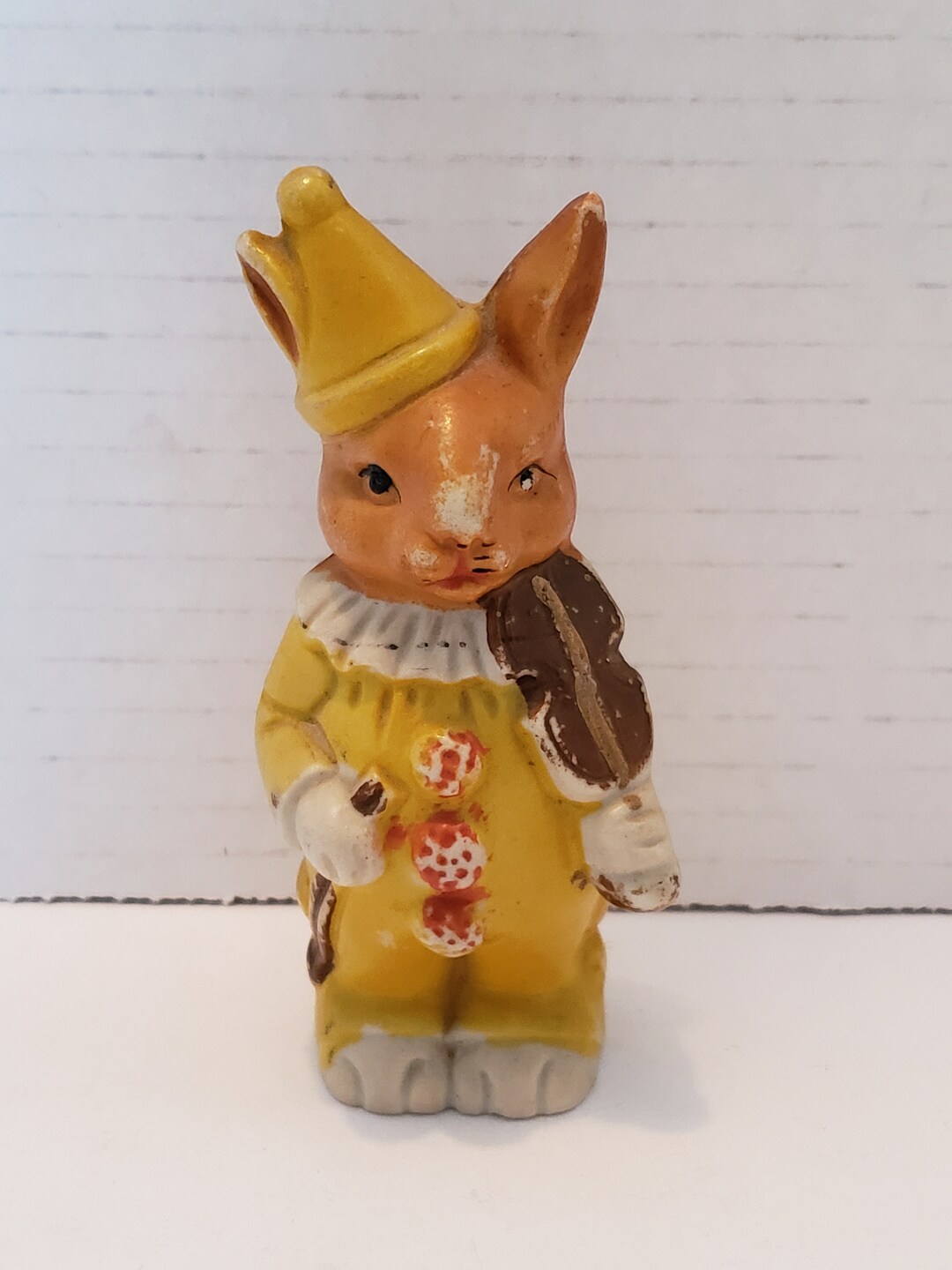 Vintage Bisque Bunny Rabbit in Clown Costume Playing the - Etsy