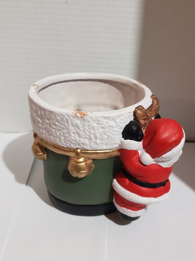Ceramic Santa Claus Boot Planter Santa Climbing a Ladder Hand - Etsy