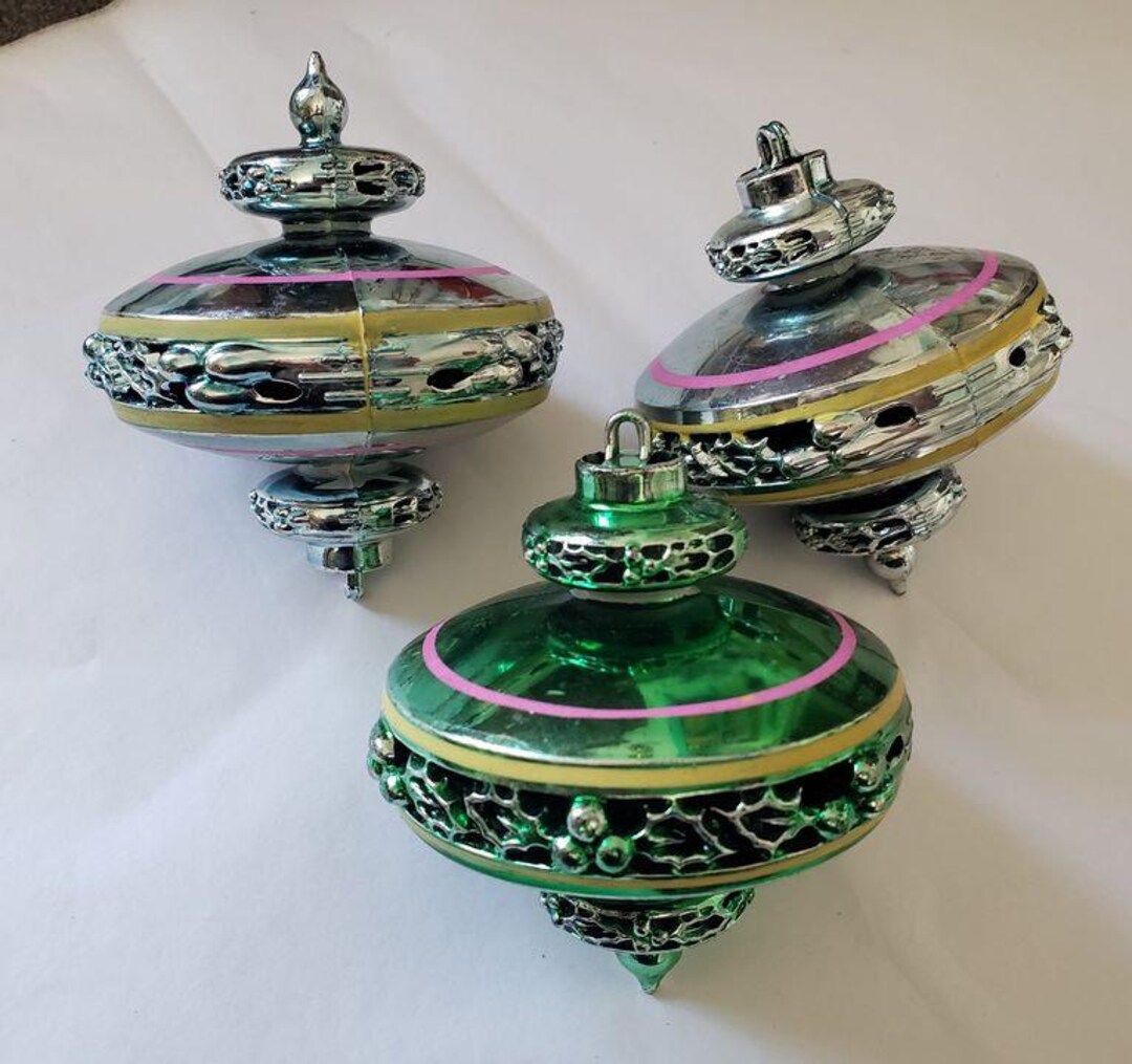 Bradford Atomic Plastic UFO Top Christmas Tree Ornaments, Lot of 3 as ...