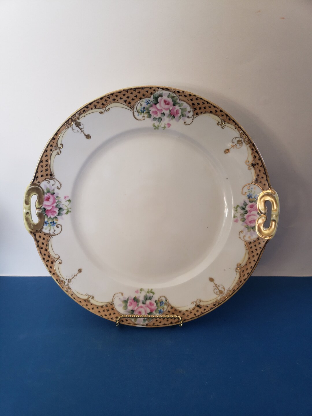 Antique Morimura Bros. Nippon Handled Serving Plate, Hand Painted Pink ...
