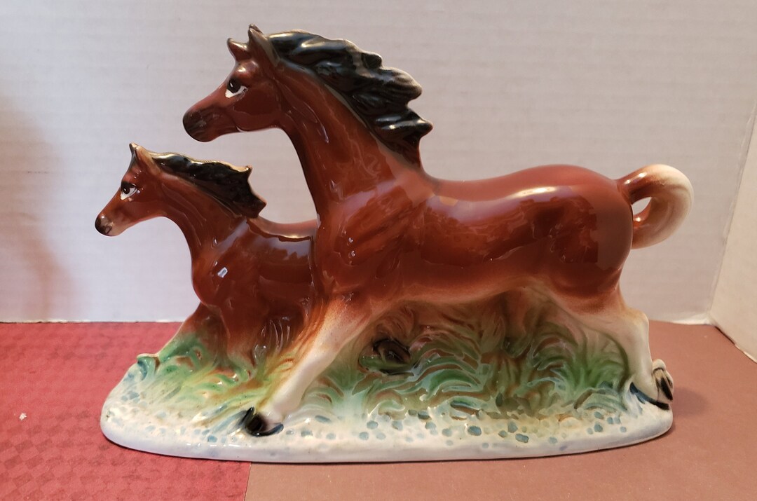 Ceramic Horses Figurine, Mare and Colt Figurine, Made in Japan - Etsy