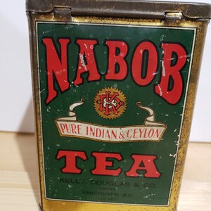 NABOB Pure Indian & Ceylon Tea Tin, Kelly Douglas Co. Vancouver, BC, - Etsy