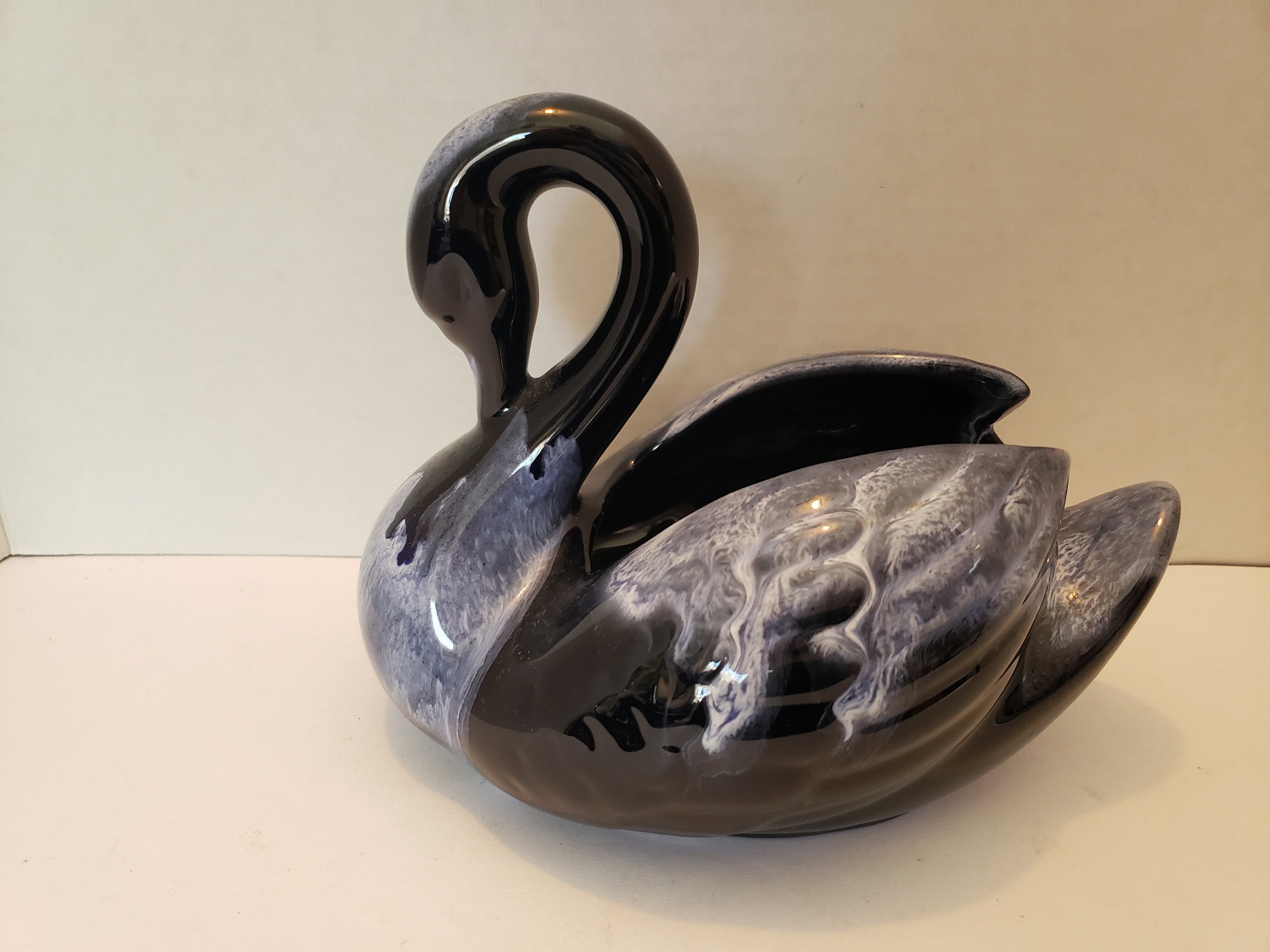 Large Blue Mountain Pottery Swan Figurine BMP Blue Granite - Etsy