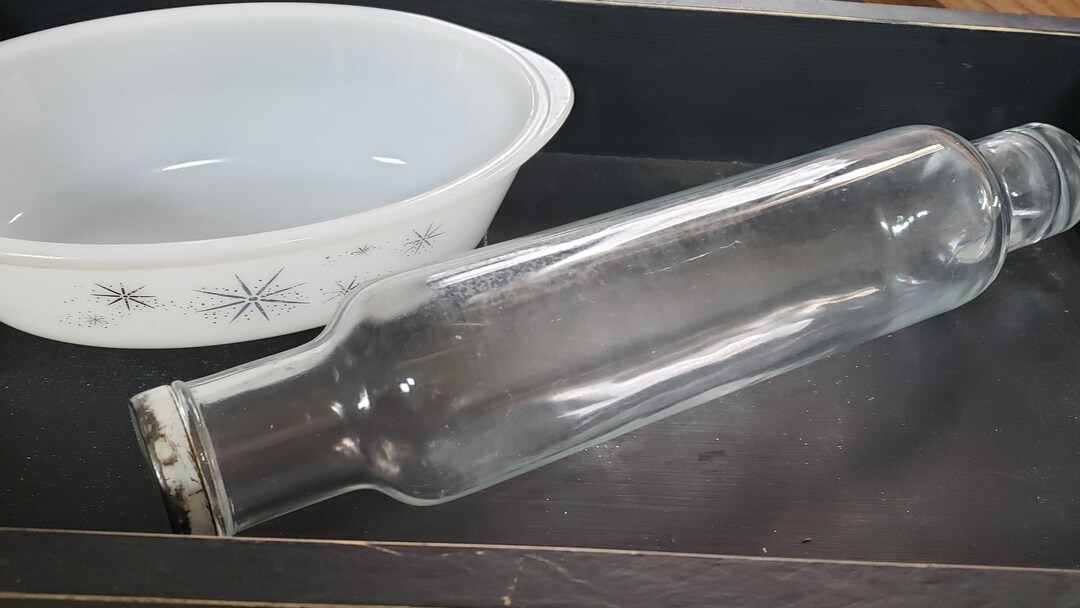 Vintage ROLL-RITE Clear Glass Rolling Pin, Closed End Glass Rolling Pin ...
