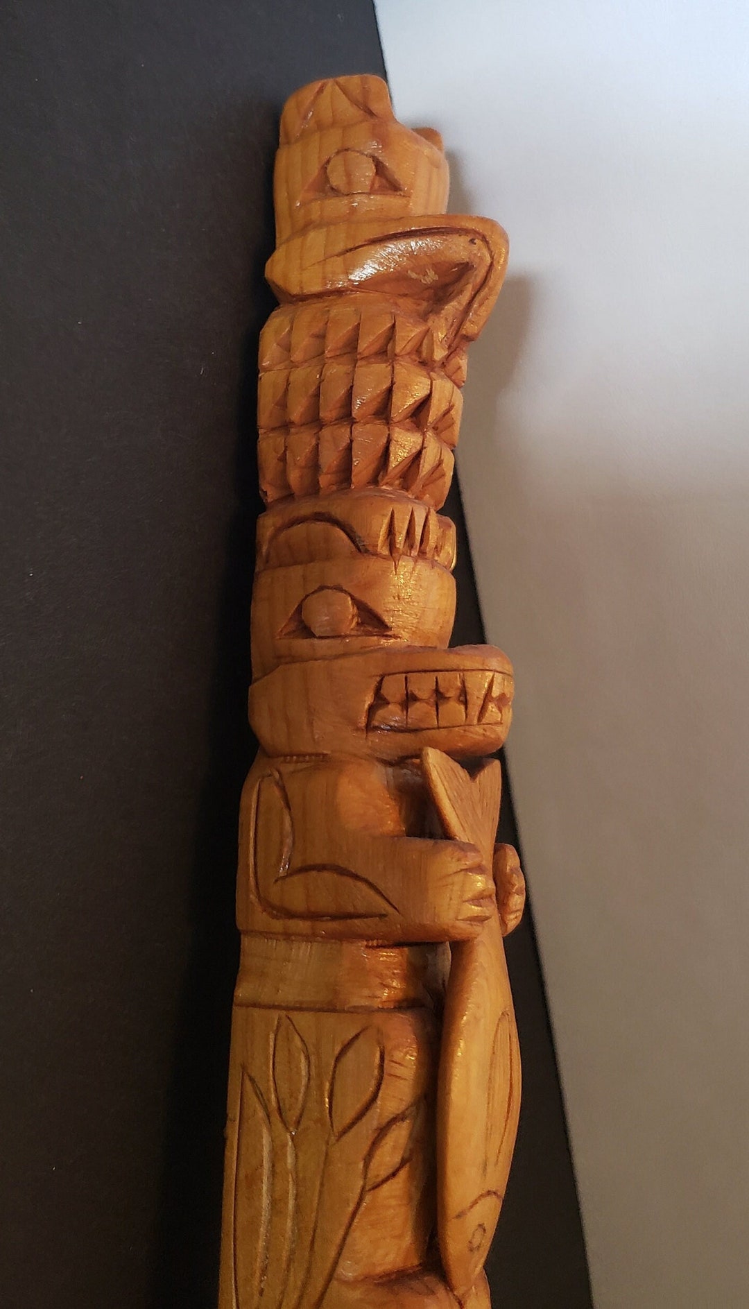 Vintage Carved Wooden Totem, Totem Pole, Miniature Totem, Chief Eagle ...