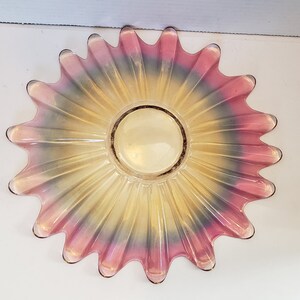 Vintage Federal Glass Sunburst Plate, Pink Rainbow Iridescent Glass ...