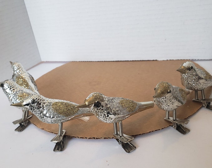 Vintage Hard Plastic Clip on Birds, Silver Gold Clip on Bird, Clip on ...