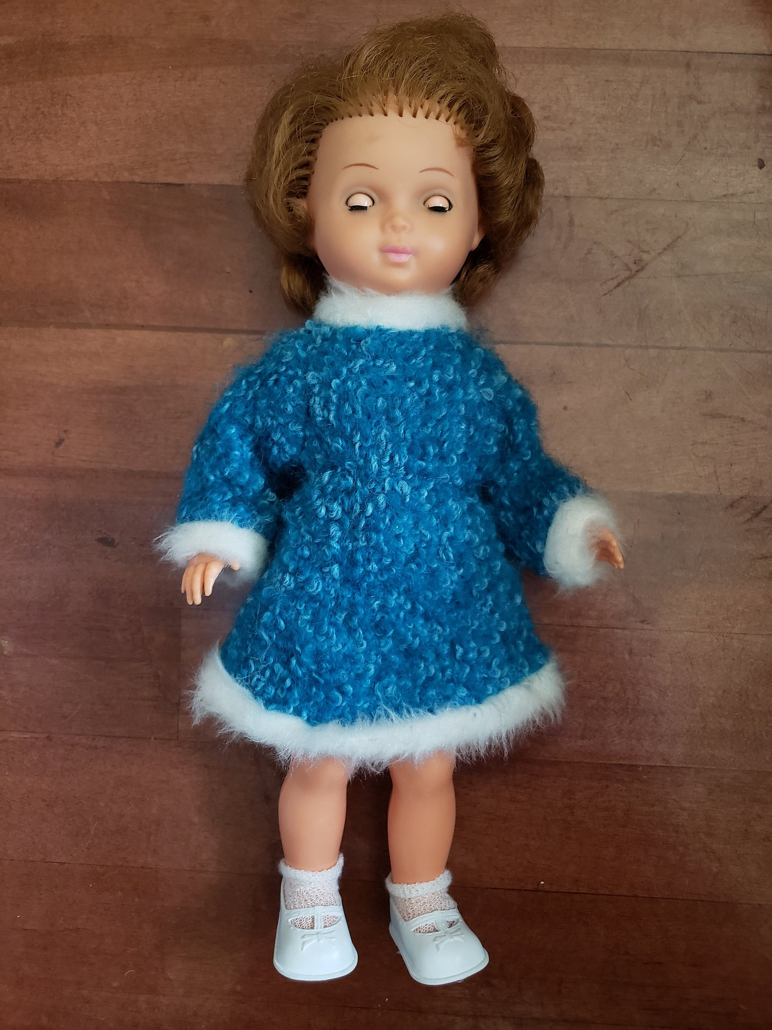 1960's BELLA Doll Made in France Blue Dress Faux Fur - Etsy Canada