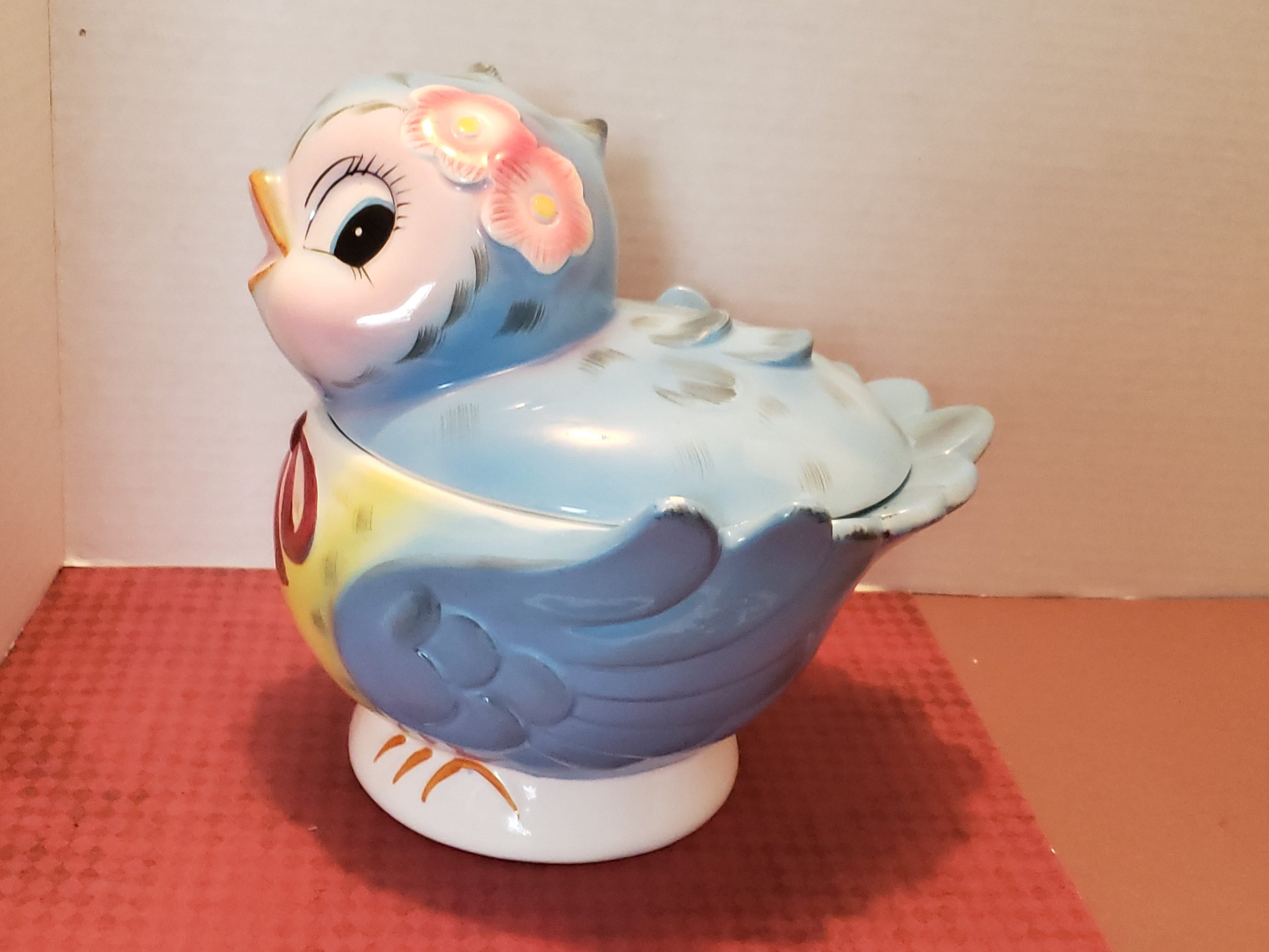 Lefton Blue Bird Cookie Jar Treat Jar / Anthropomorphic Blue Bird, Zeo ...