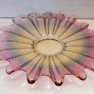 Vintage Federal Glass Sunburst Plate, Pink Rainbow Iridescent Glass ...