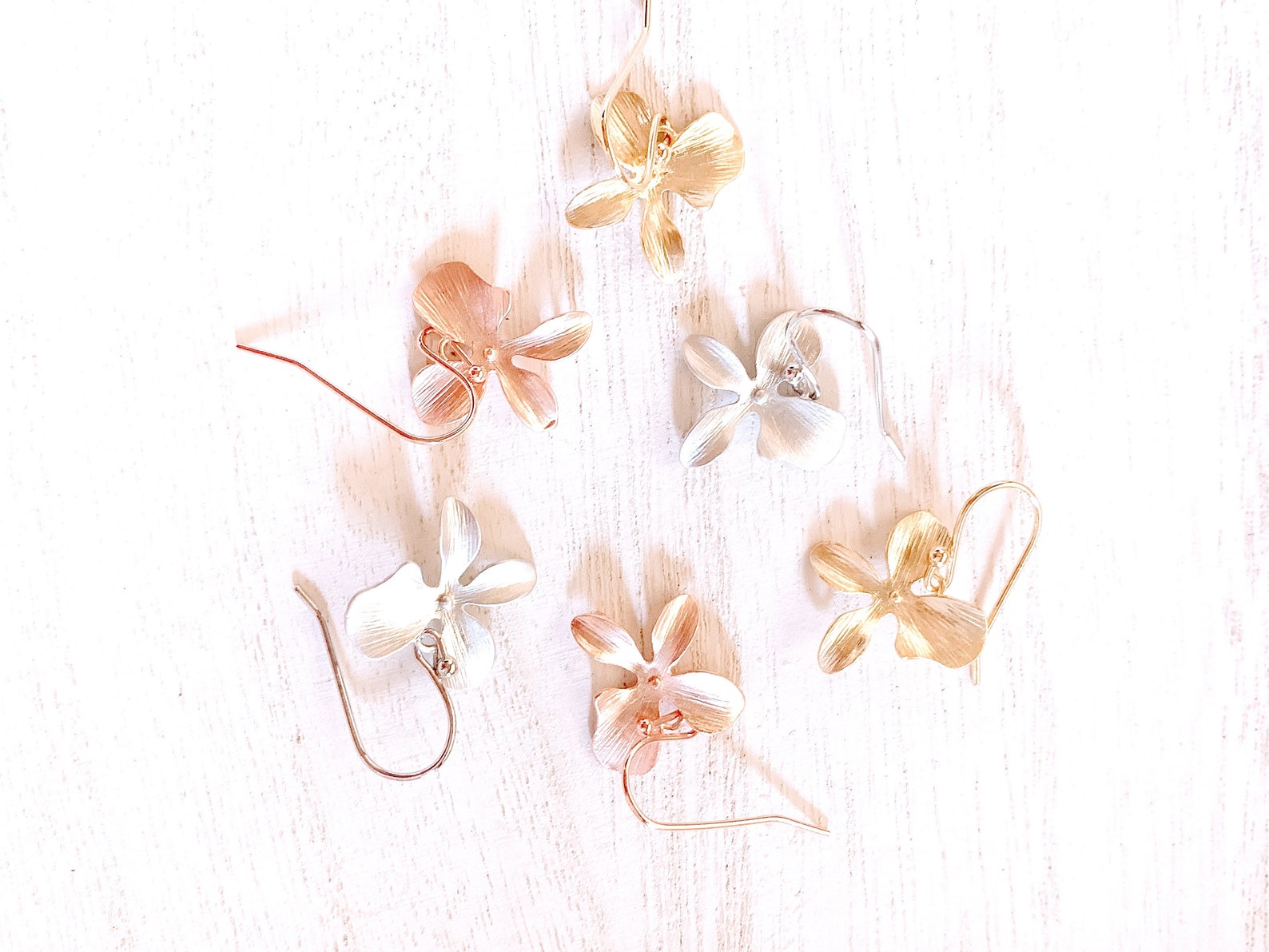 Flower Earrings Flower Girl Earrings Bridesmaid Gift Orchid | Etsy