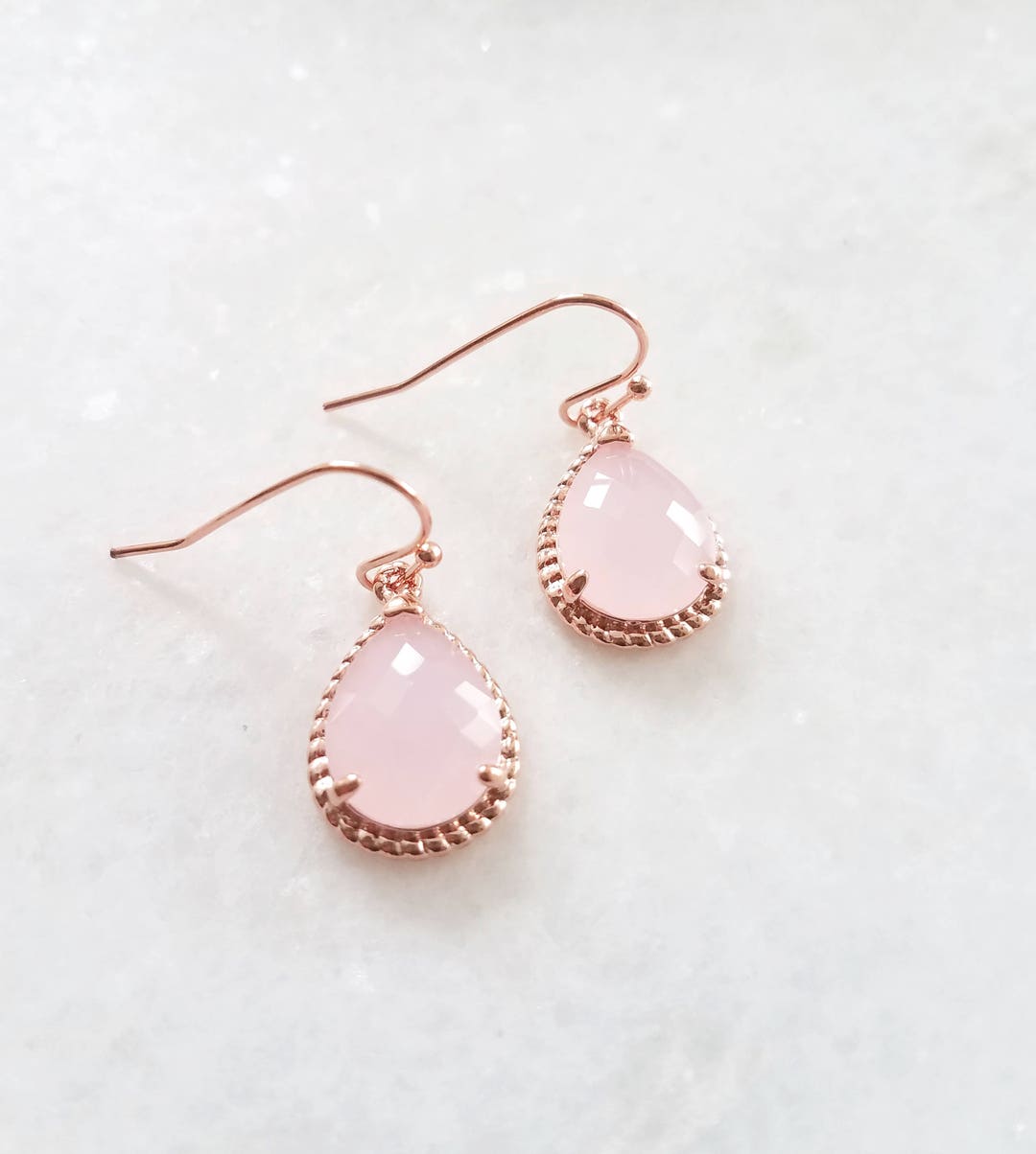 Blush Pink Opal Earrings: Rose Gold Bridesmaid Jewelry - Etsy