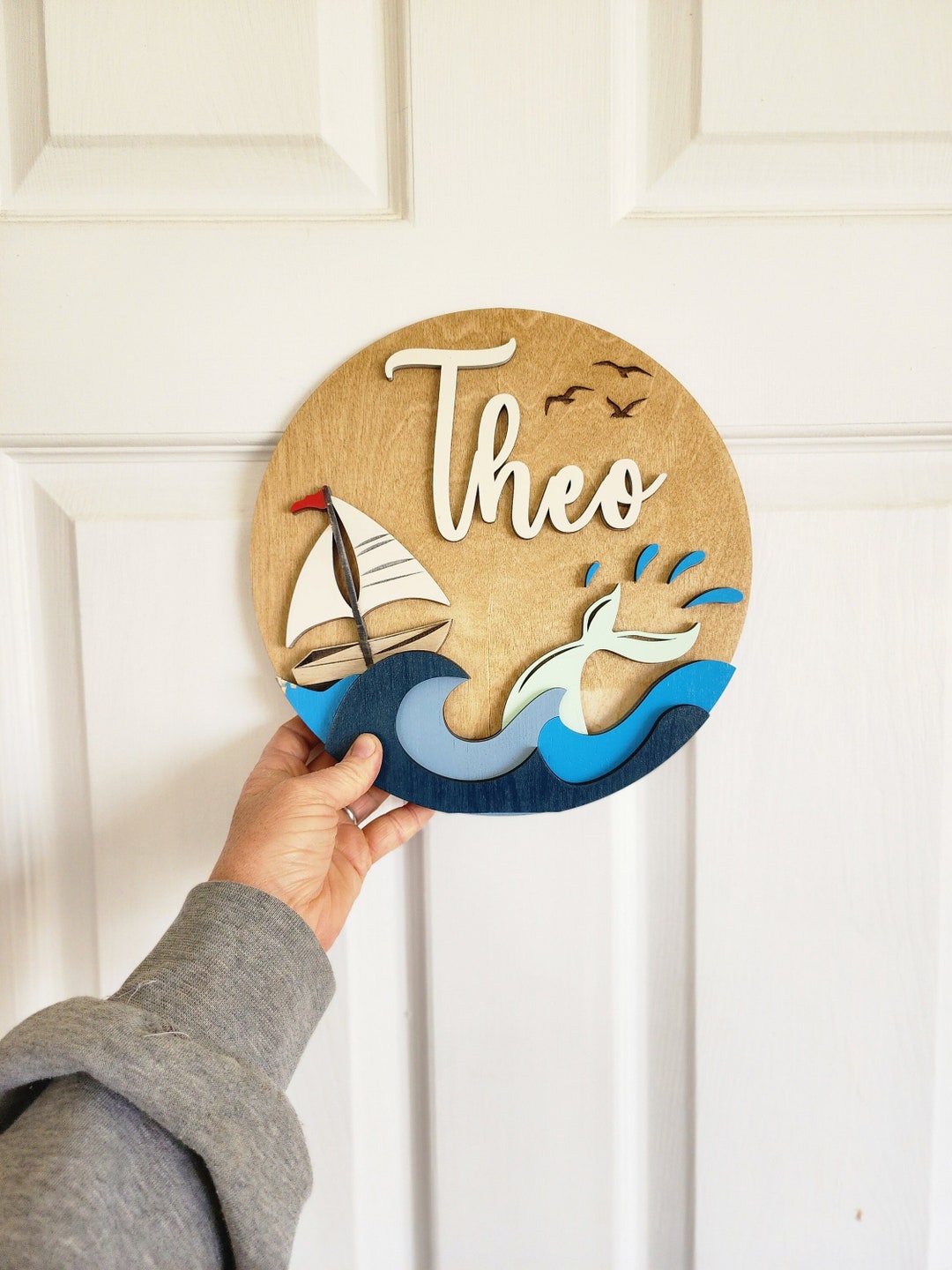 Ocean Nursery Sign, Nursery Baby Name Sign, Nautical Nursery, Name Sign ...