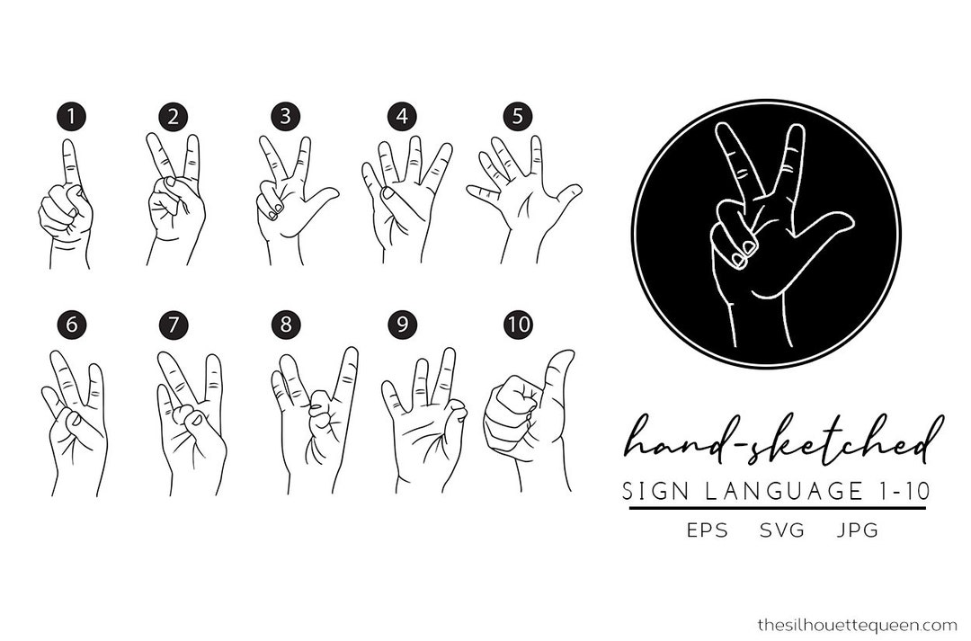 Sign Language 1-10 Svg, Sign Number Svg, Signal Svg, Communication Svg ...