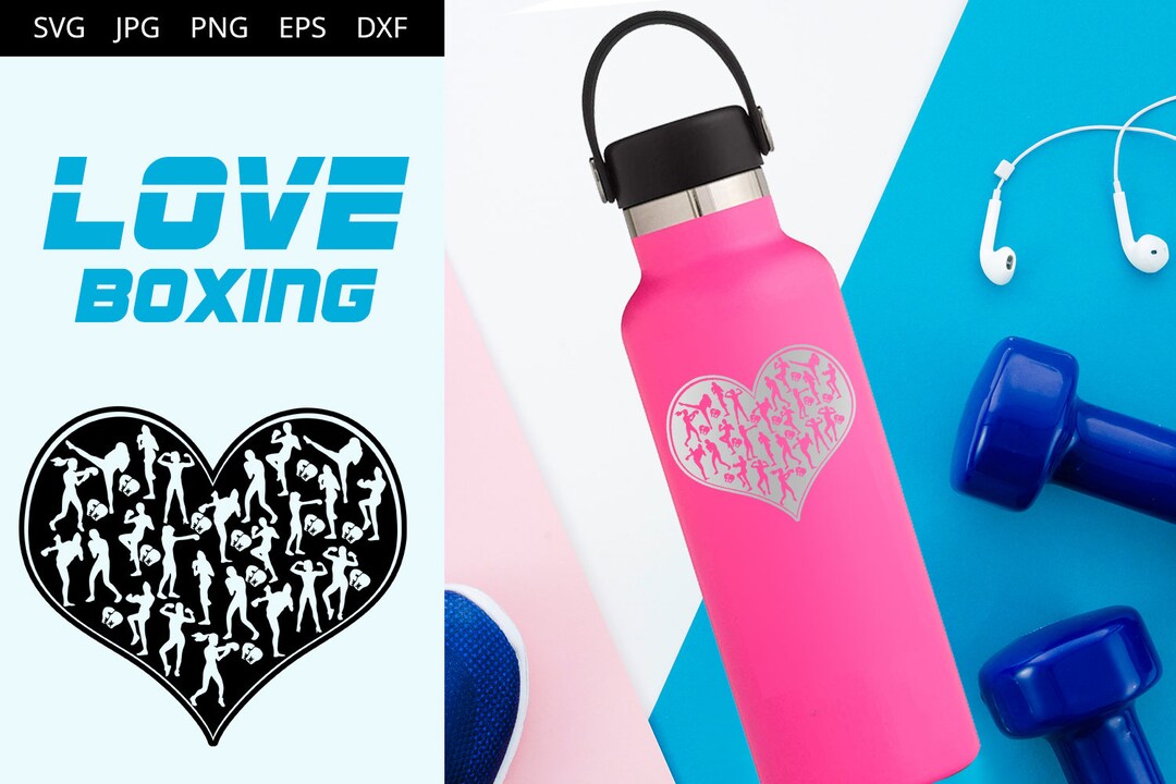 Boxing Women Love SVG Cut File Design, Silhouette, Cricut, Heart Boxing ...