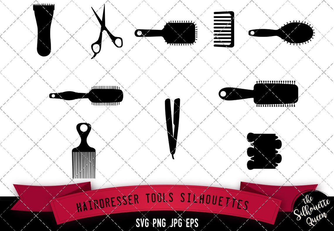 Hairdresser Tools Silhouette, SVG, Cricut Clipart, Vector, Eps, Cut ...