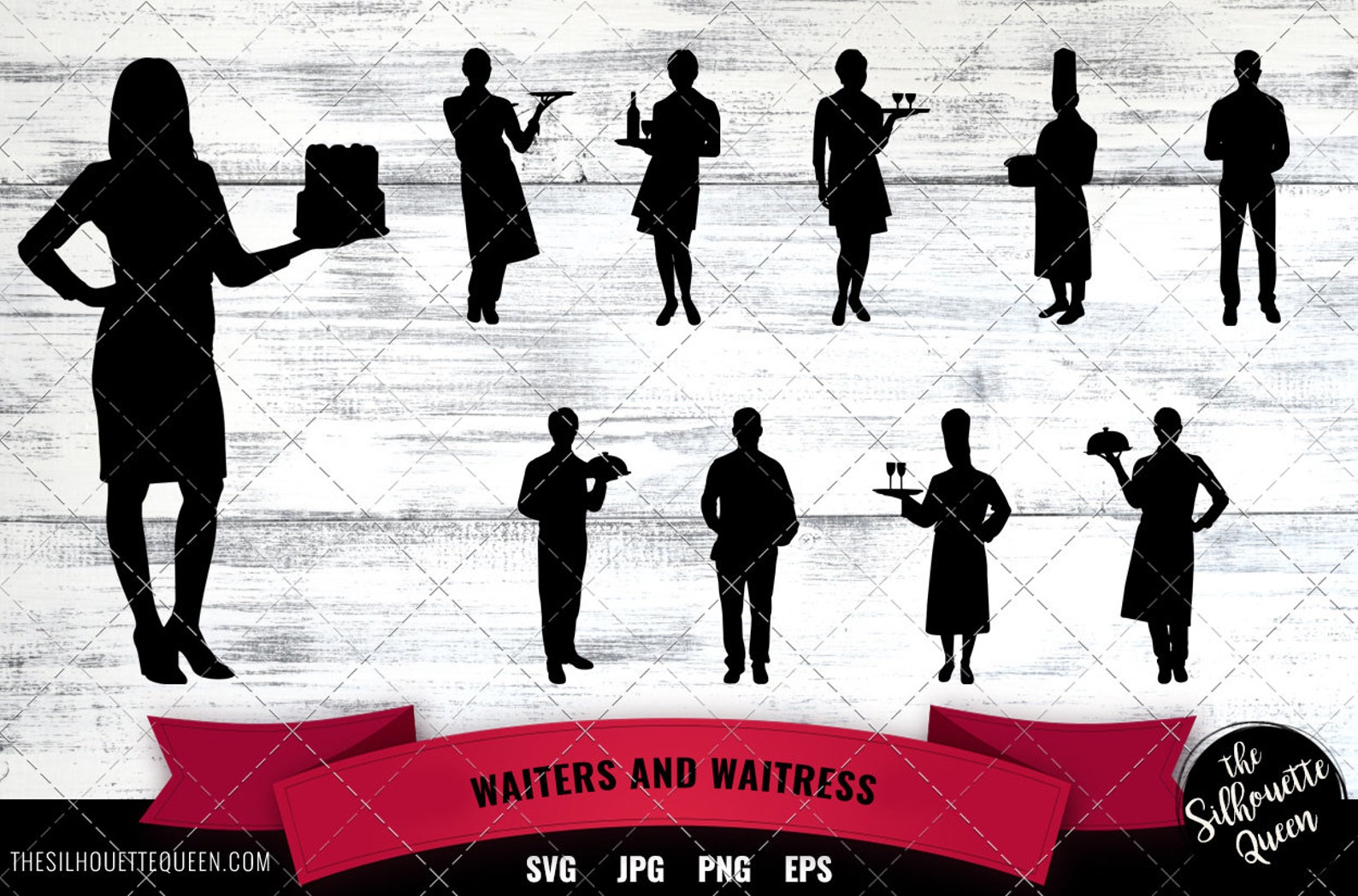 Waiters and Waitress Silhouette |restaurant Service Vector| Meal ...