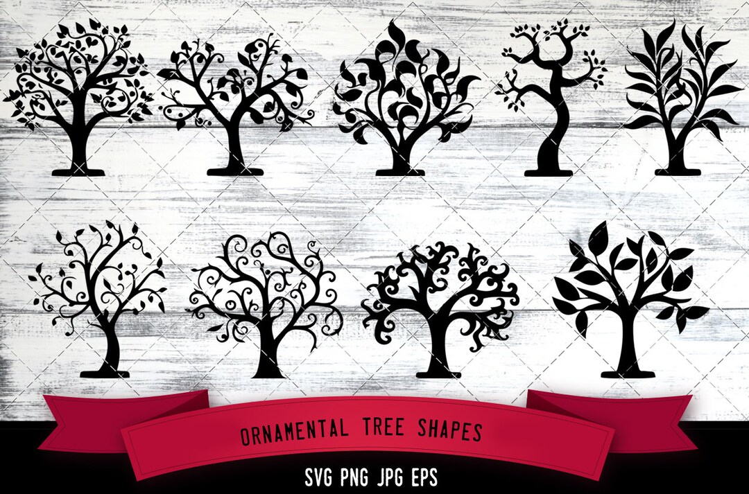 Ornamental Tree Shapes Vector Bundle - JPG, SVG, PNG - Digital Download ...