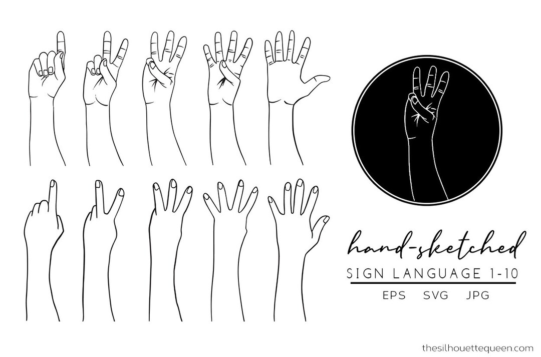 Sign Language 1-10 Svg, Sign Number Svg, Human Hand Svg, Signal Svg ...