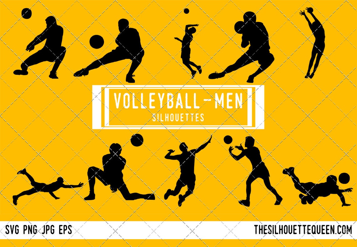 Man Volleyball Silhouette, Male Volleyball Clipart, Boy Sports Vector ...