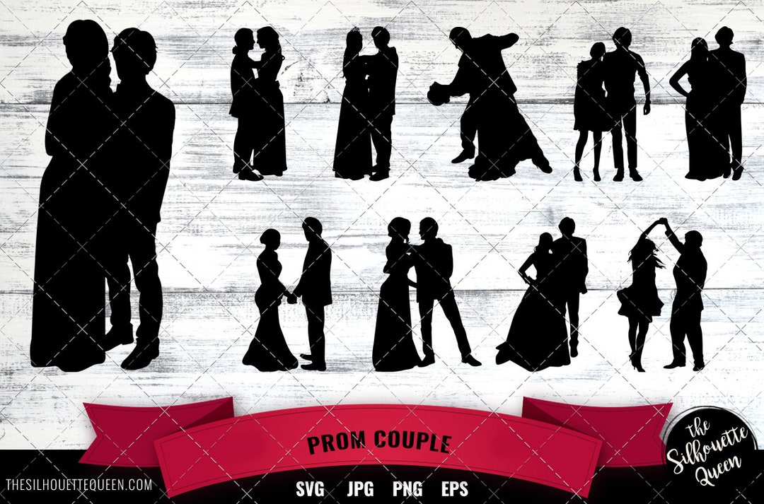 Prom Couple Silhouette | Ballroom Dance Vector | Bride and Groom ...