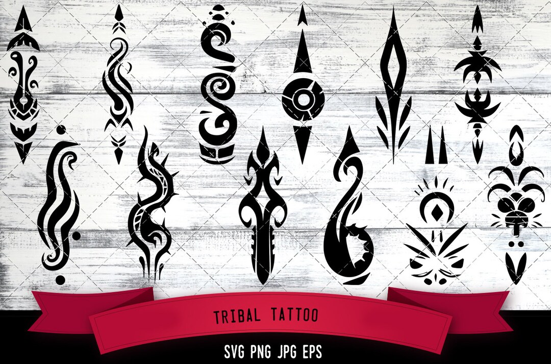 Tribal Tattoo Vector Bundle - JPG, SVG, PNG - Digital Download With ...