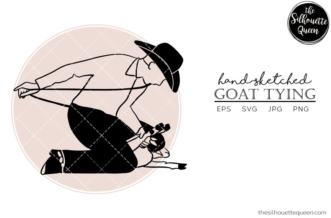 Hand Drawn Goat Tying Clipart Clip Art, Logo, Cut Files for Silhouette ...