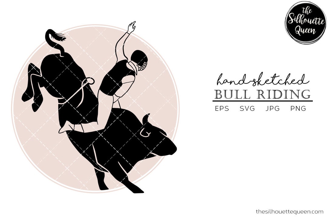 Hand Drawn Bull Riding Clipart Clip Art, Logo, Cut Files for Silhouette ...