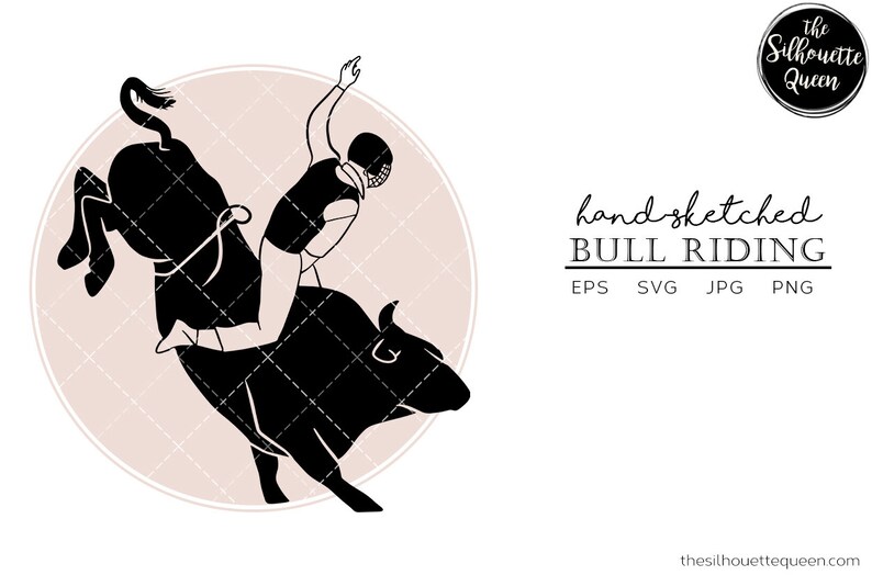 Hand Drawn Bull Riding Clipart Clip Art Logo Cut Files for - Etsy
