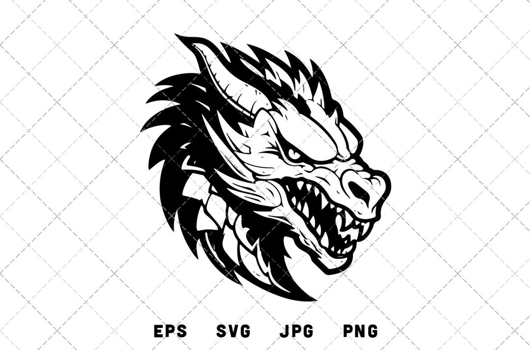 Dragon Head Mascot Graphics - JPG, SVG, PNG- Digital Download With ...