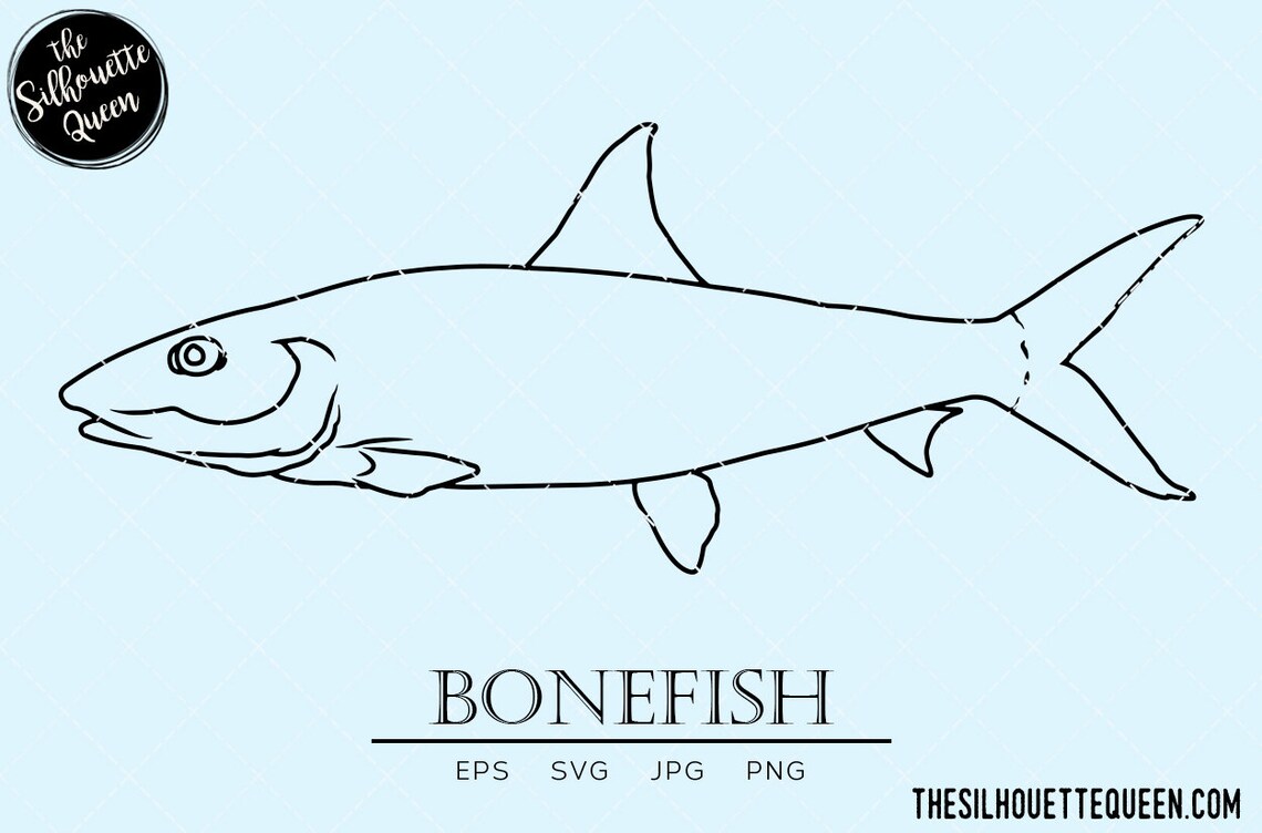 Bonefish Svg, Salt Water Fish Svg, Marine Svg, Aquatic Svg, Fish Face ...