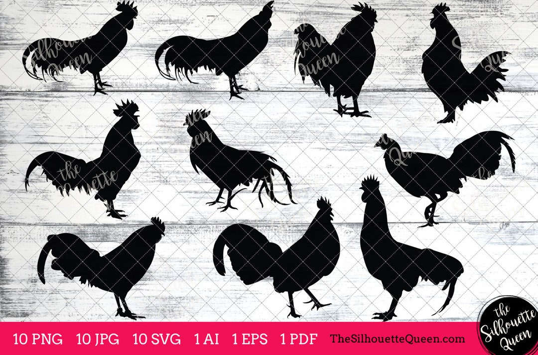 Jungle Fowl Bird SVG Files Bundle, Flying Bird SVG, Sitting Bird SVG ...