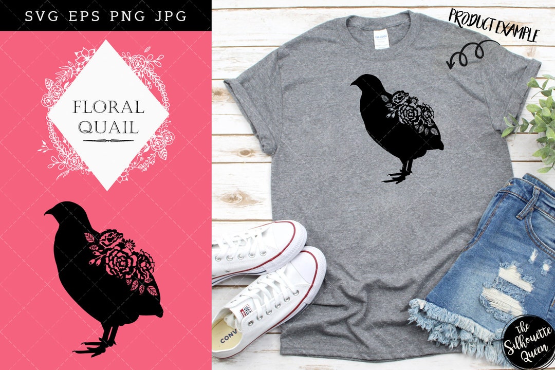 Floral Quail Bird SVG Files, Bird SVG, Sitting Bird SVG, Silhouette ...
