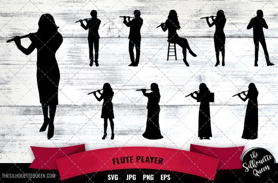 Flute Player Svg File Musician Svg Cut File Silhouette | Etsy