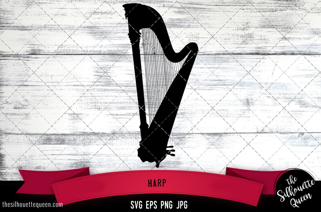 Harp Silhouette Vector Harp SVG Clipart Graphic Cutting Files for ...