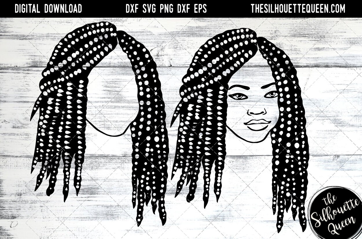 African American Woman Afro Hair Short Bob Box Braids SVG - Etsy