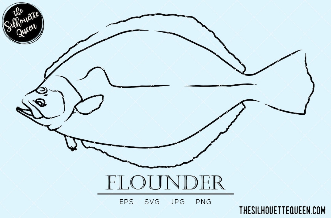 Flounder Svg, Salt Water Fish Svg, Marine Svg, Aquatic Svg, Fish Face ...