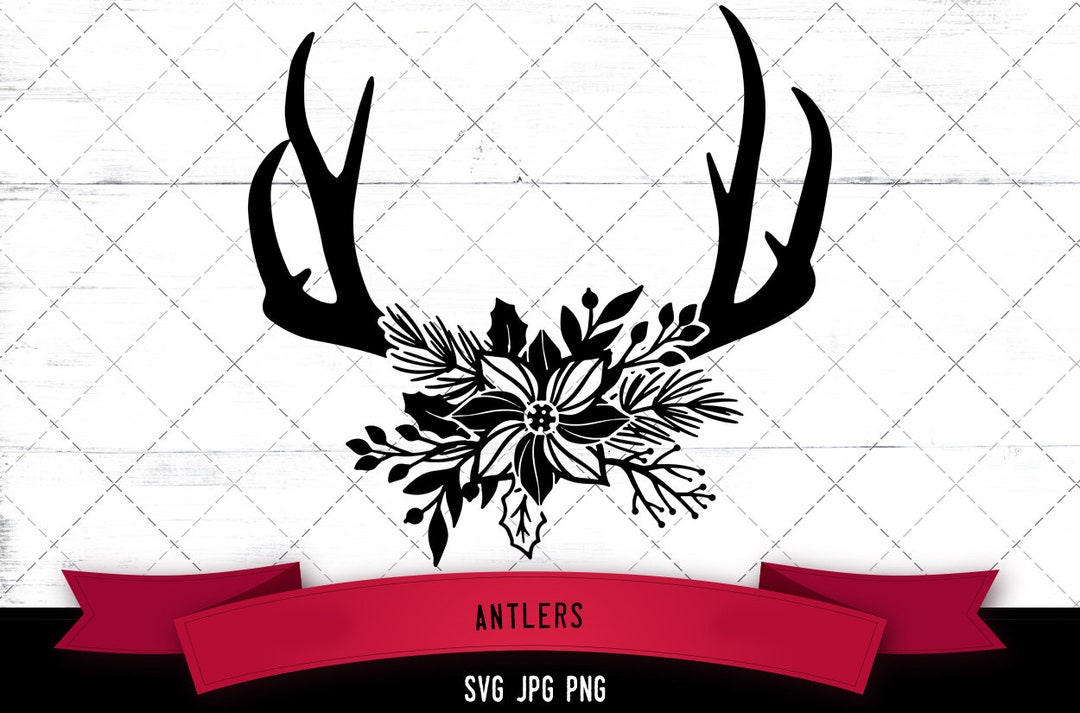 Floral Antlers Svg, Anlers Svg, Winter Svg, Christmas Holiday, Deer ...