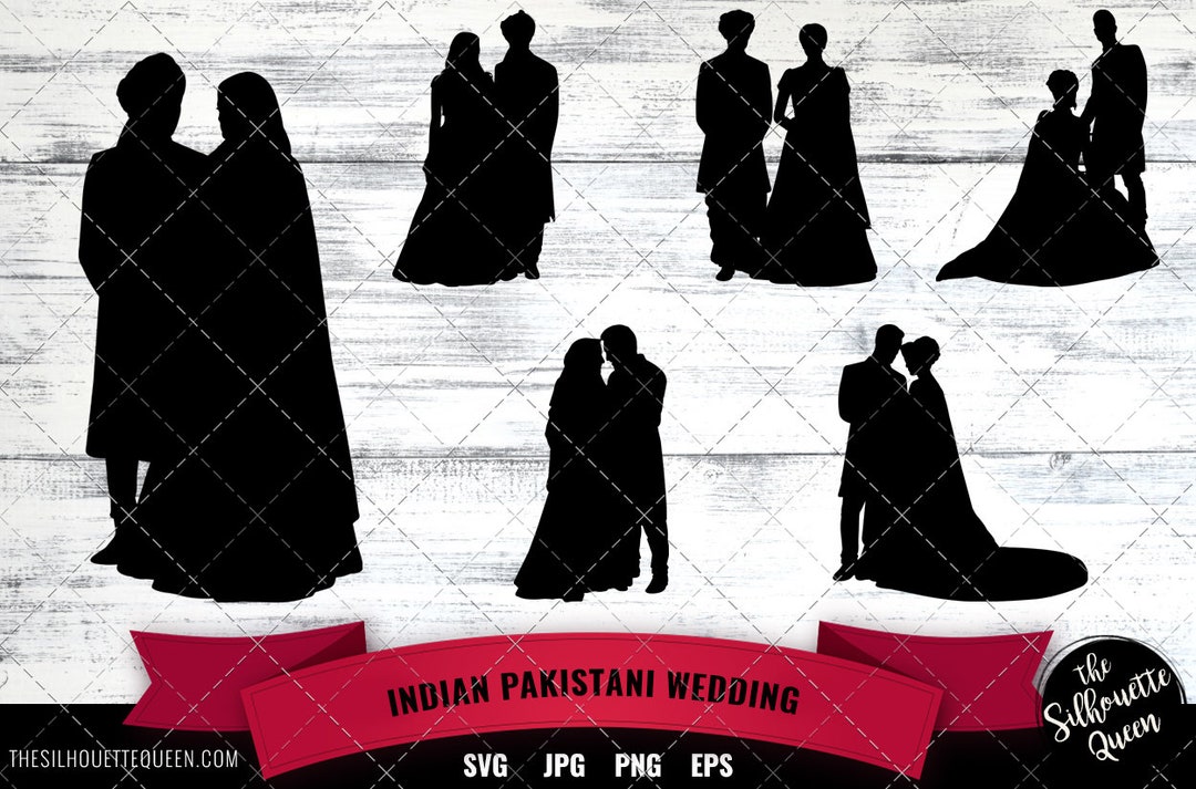 Indian Pakistani Wedding Couple Svg, Cut Svg Files for Silhouette Cameo ...