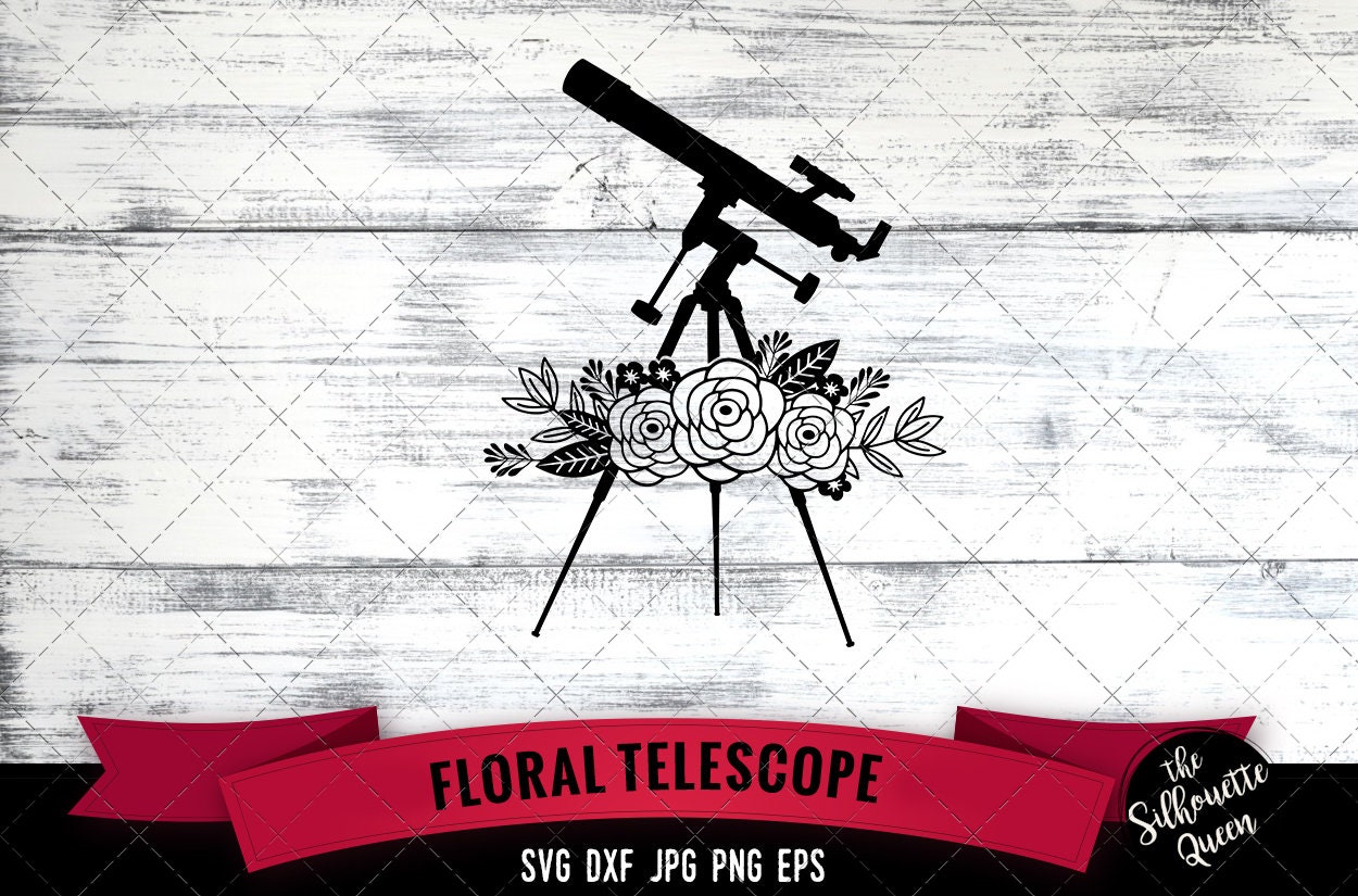 Telescope SVG file Cute Cut file Floral Telescope with | Etsy