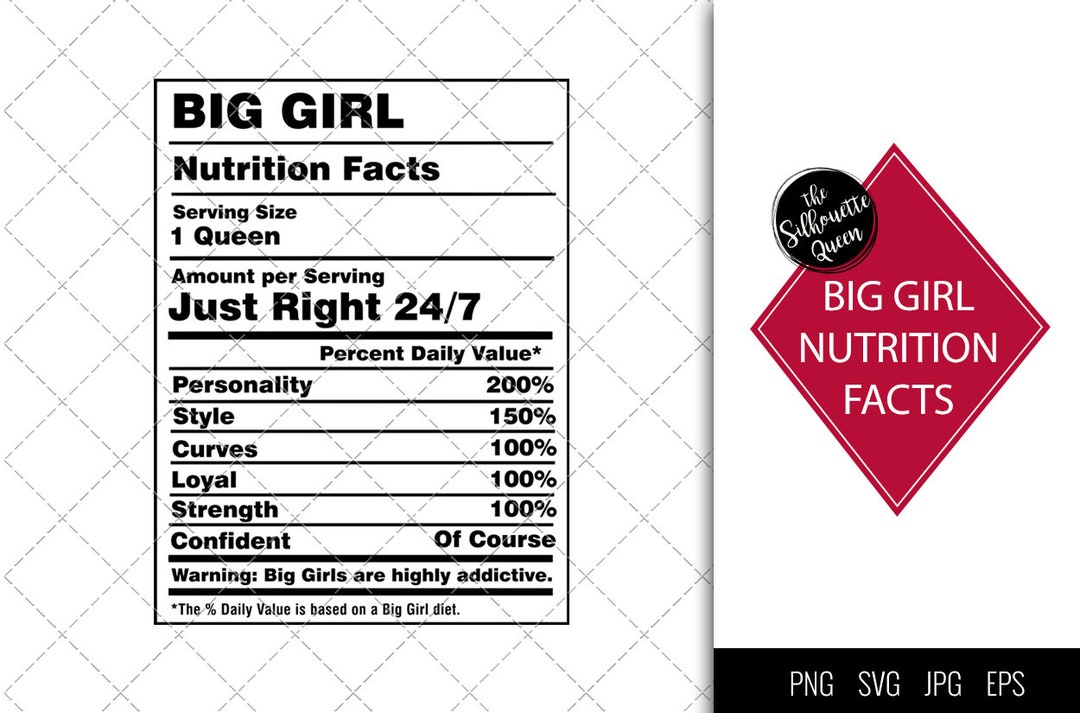 Big Girl Nutrition Facts Svg – Nutrition Svg –big Girl Facts Clipart ...