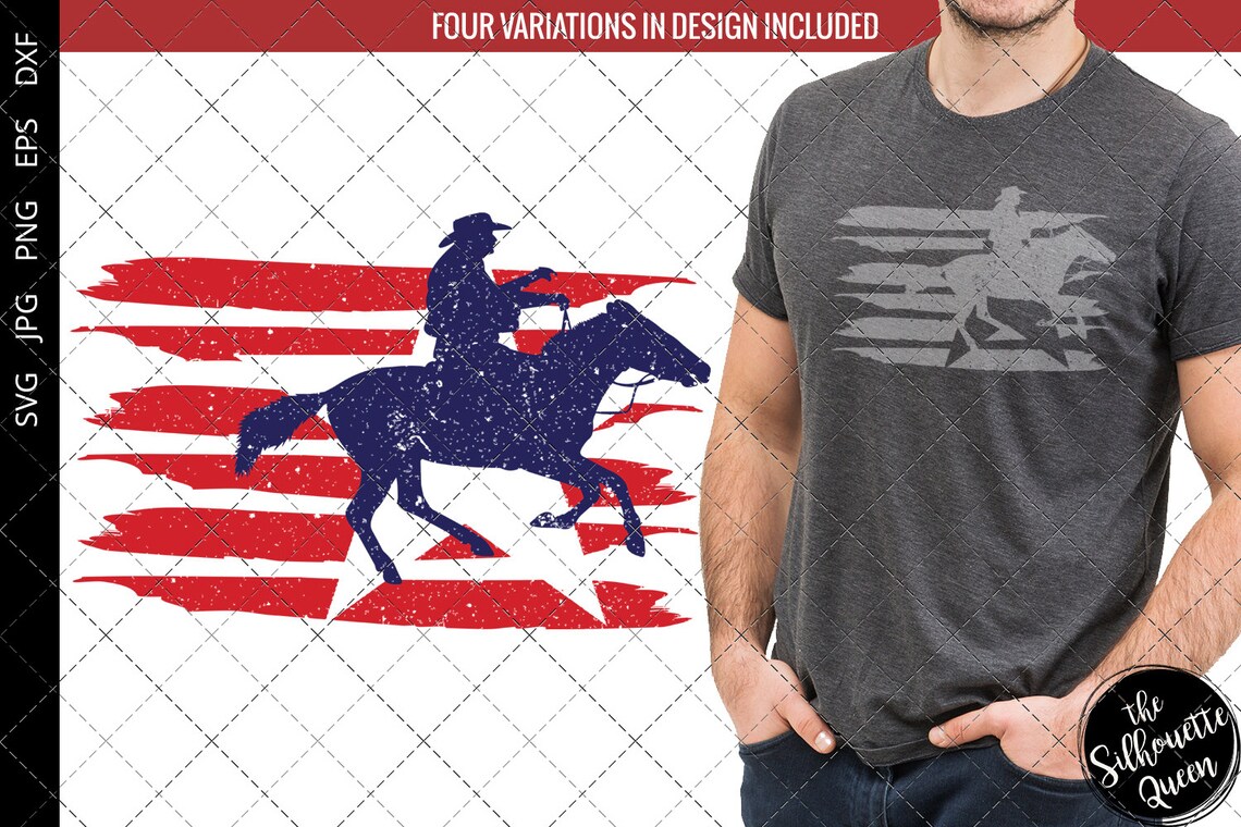 Cowboy-rancher-rodeo Flag Svg American Flag Fourth of July | Etsy