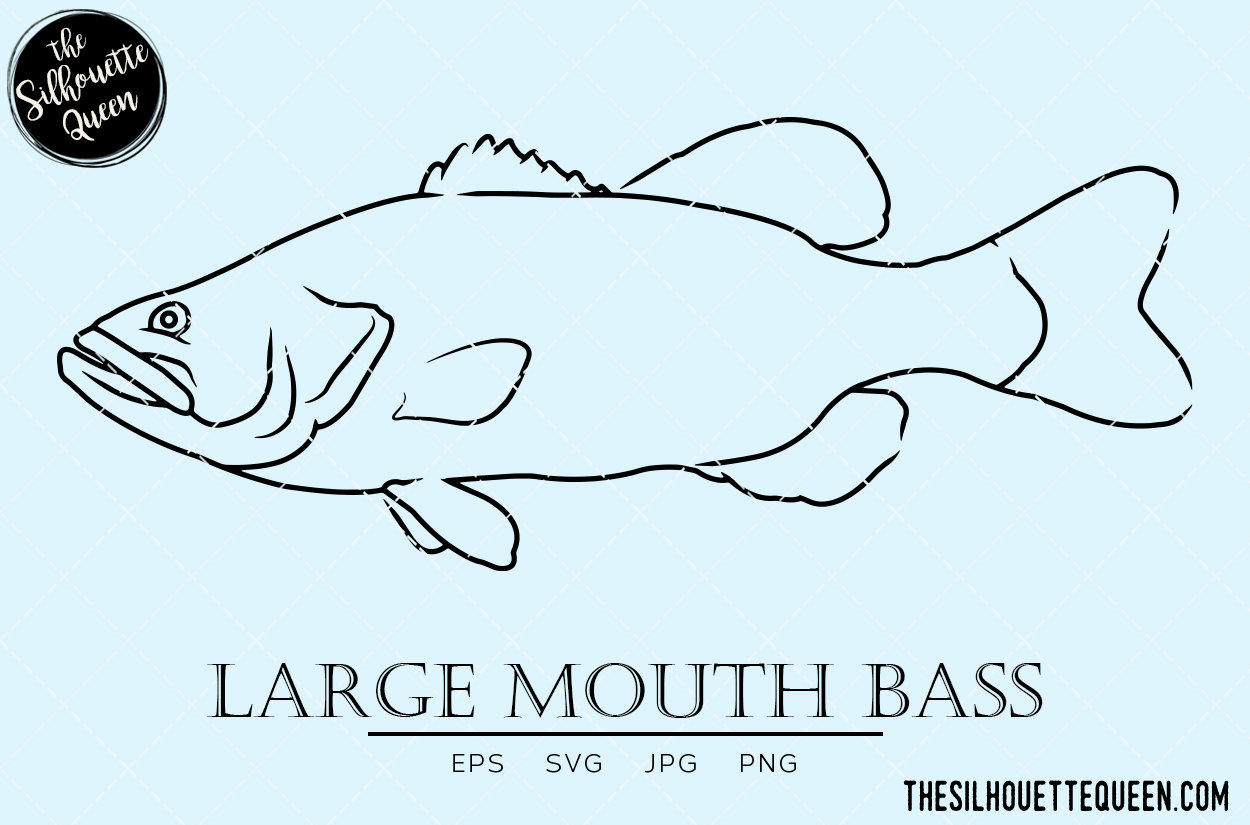 Large Mouth Svg, Bass Fresh Water Fish, Marine Svg, Aquatic Svg, Fish ...