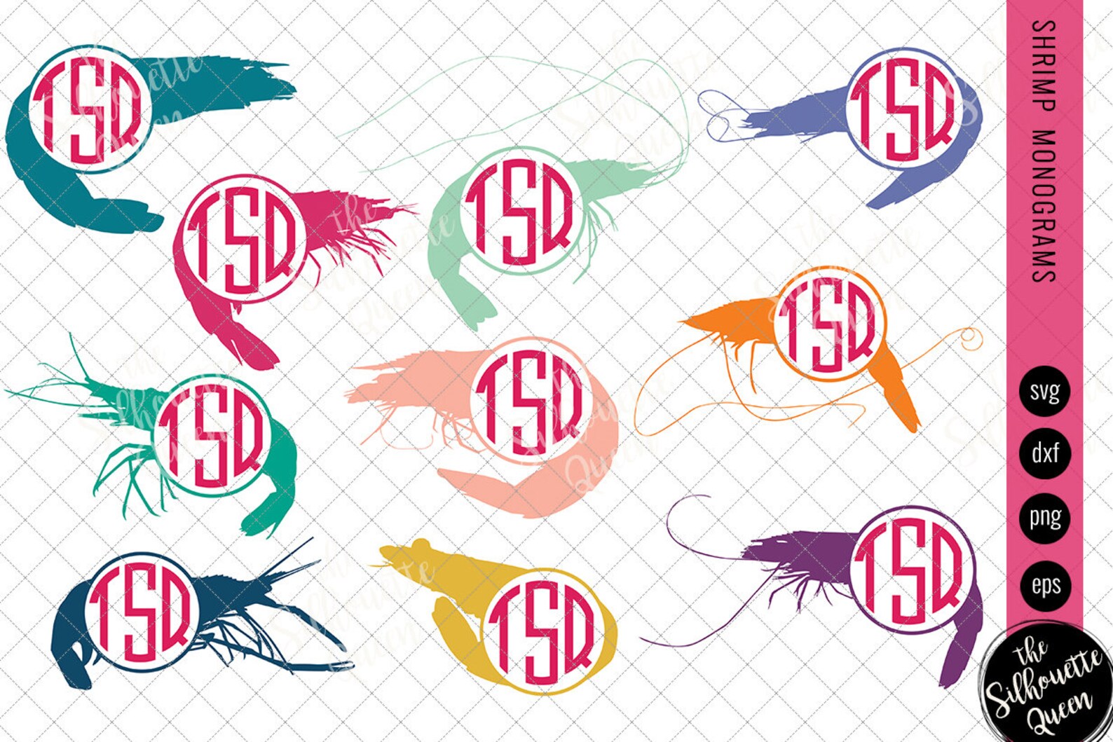 Shrimp Svg, Monogram Svg, Circle Frames, Cuttable Design, Cut Files ...