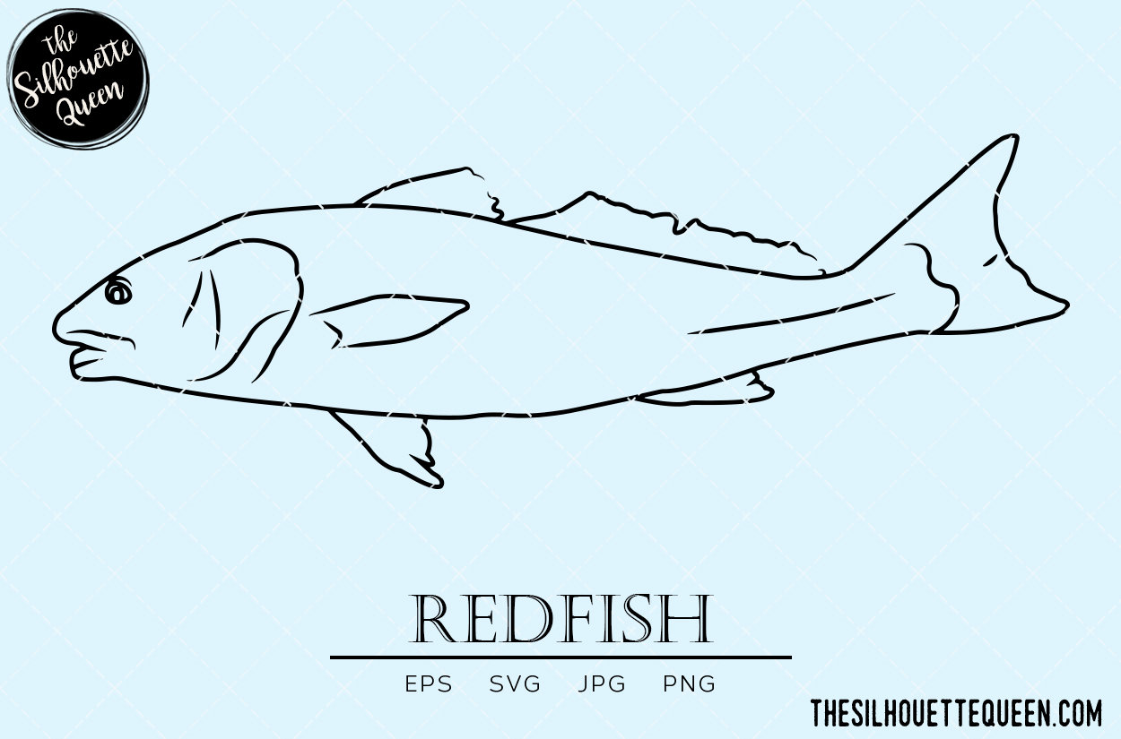 Redfish Svg, Salt Water Fish Svg, Marine Svg, Aquatic Svg, Fish Face ...