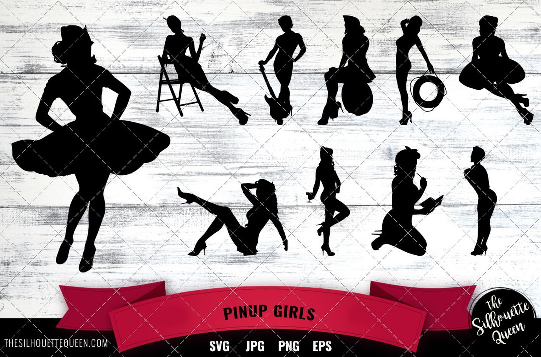 Pinup Girls Silhouette Sexy Model Vector Retro Attractive Woman ...