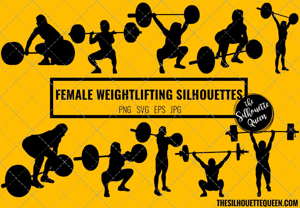 Woman Weightlifting silhouette Female Weightlifter clipart | Etsy