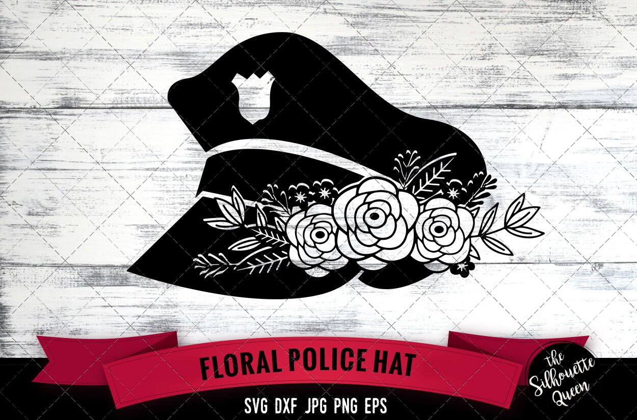 Police Hat SVG file Cute Cut file Floral Police Hat with | Etsy